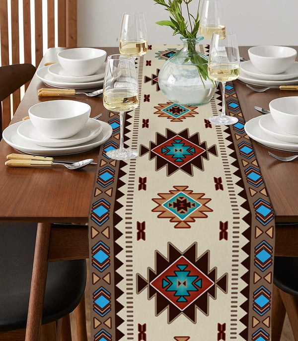 Native Geometry Linen Table Tablecloth - Skull tees
