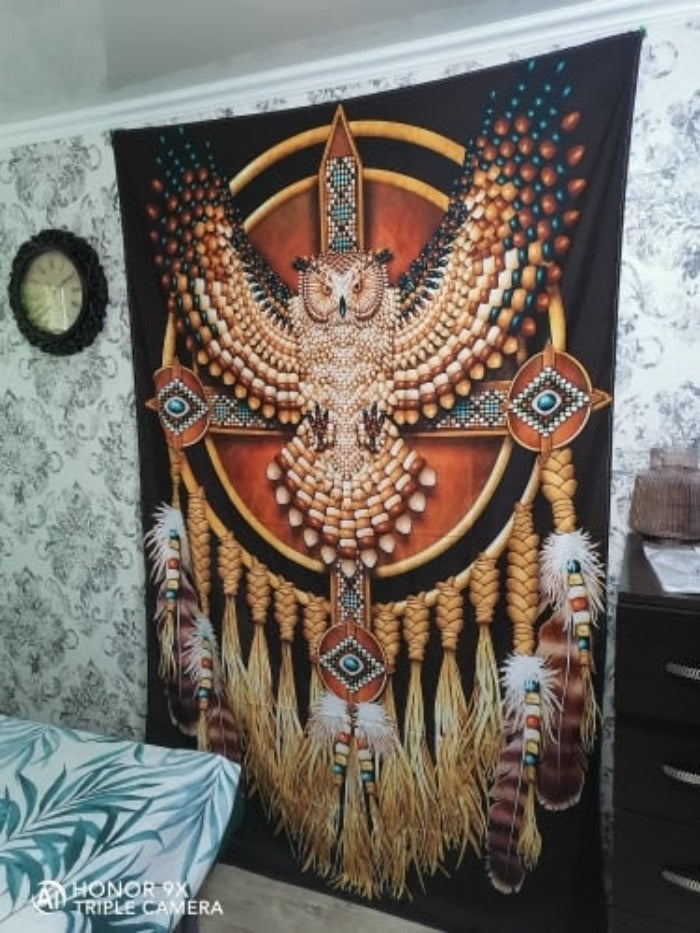 Native Owl Tapestry Wall Hanging Home Decoration - Skull tees