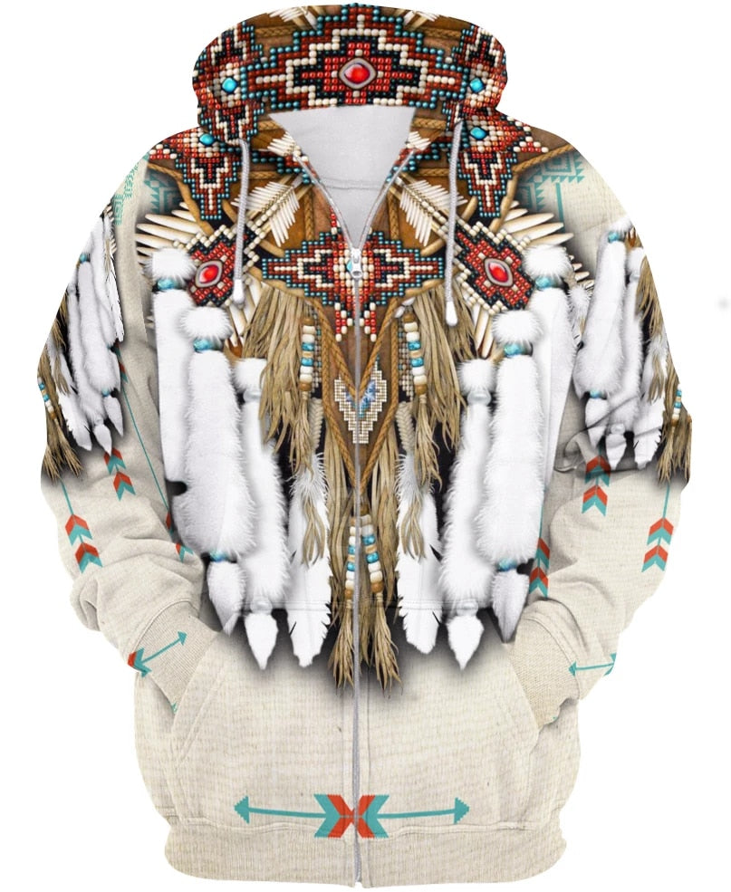Indian Native Print Hoodie/Sweatshirt/Jacket - Skull tees